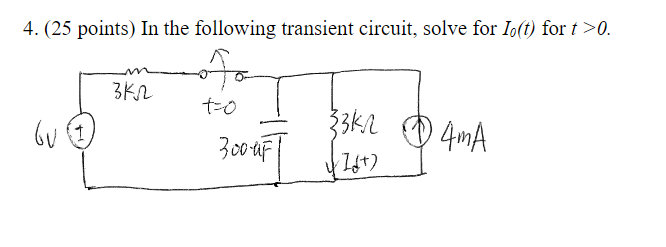 Solved 4. (25 points) In the following transient circuit, | Chegg.com