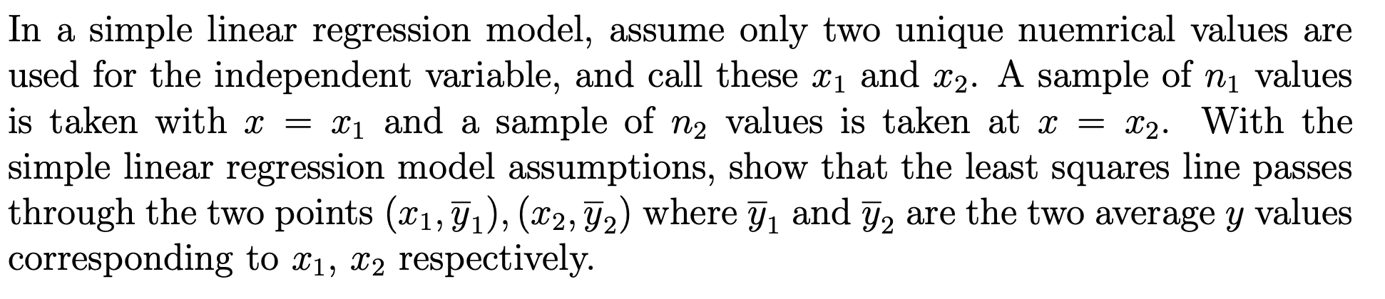 Solved In a simple linear regression model, assume only two | Chegg.com
