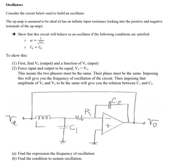 Solved Oscillators Consider the circuit below used to build | Chegg.com