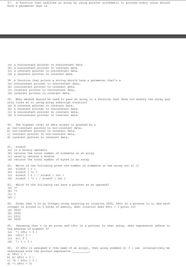 Solved 37 A Function That Modifies An Array By Using