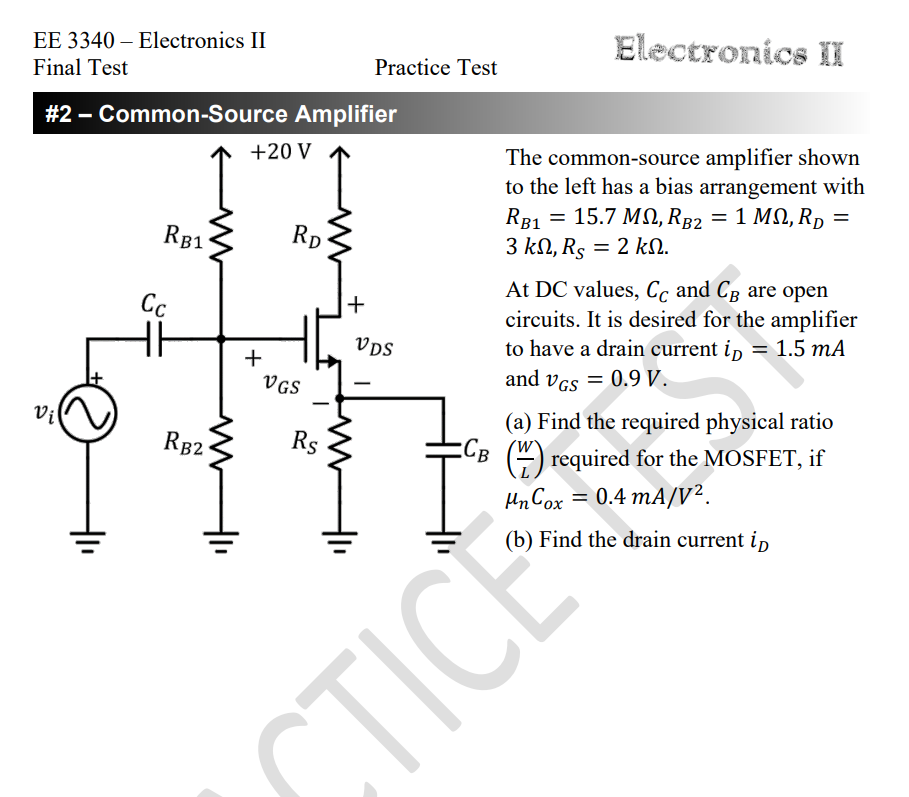 EE 3340 - Electronics II Final Test Electronics II | Chegg.com