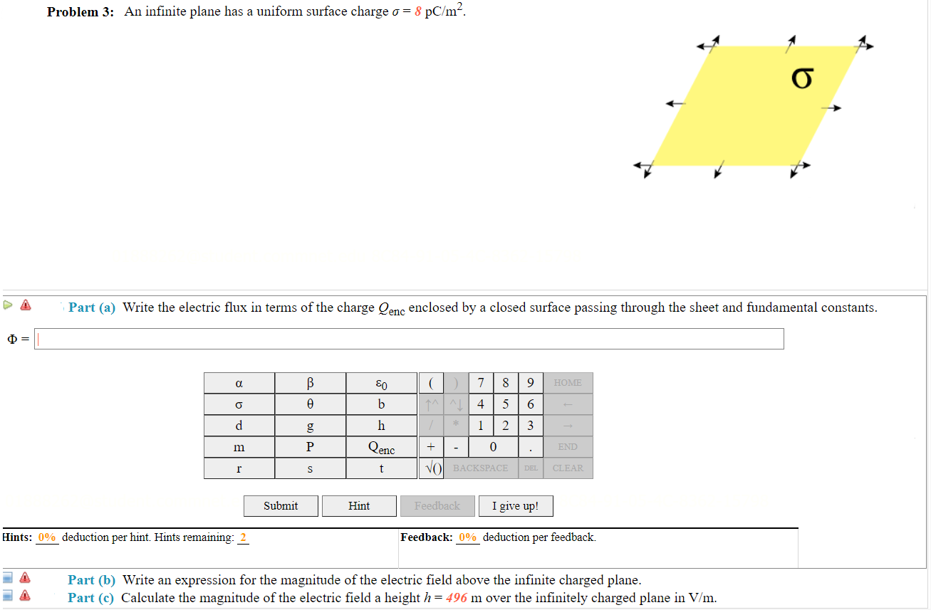 Solved Problem 3 An Infinite Plane Has A Uniform Surface
