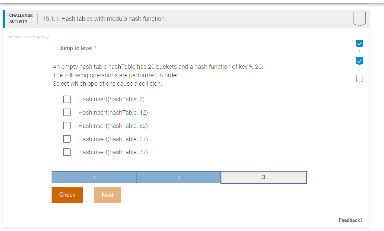 Solved CHALLENGE ACTIVITY 15.1.1: Hash tables with modulo | Chegg.com