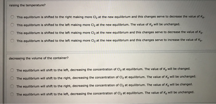 Solved Consider the equilibrium PCl3(g)+Cl2(g) PCl5(g), | Chegg.com