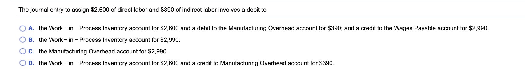 Solved The journal entry to assign $2,600 of direct labor | Chegg.com