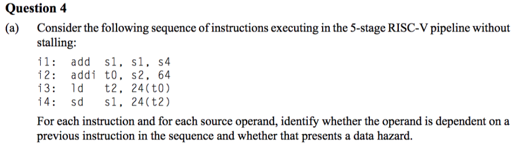 Question 4 Consider the following sequence of | Chegg.com