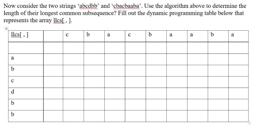 Solved Now consider the two strings ‘abcdbb' and | Chegg.com