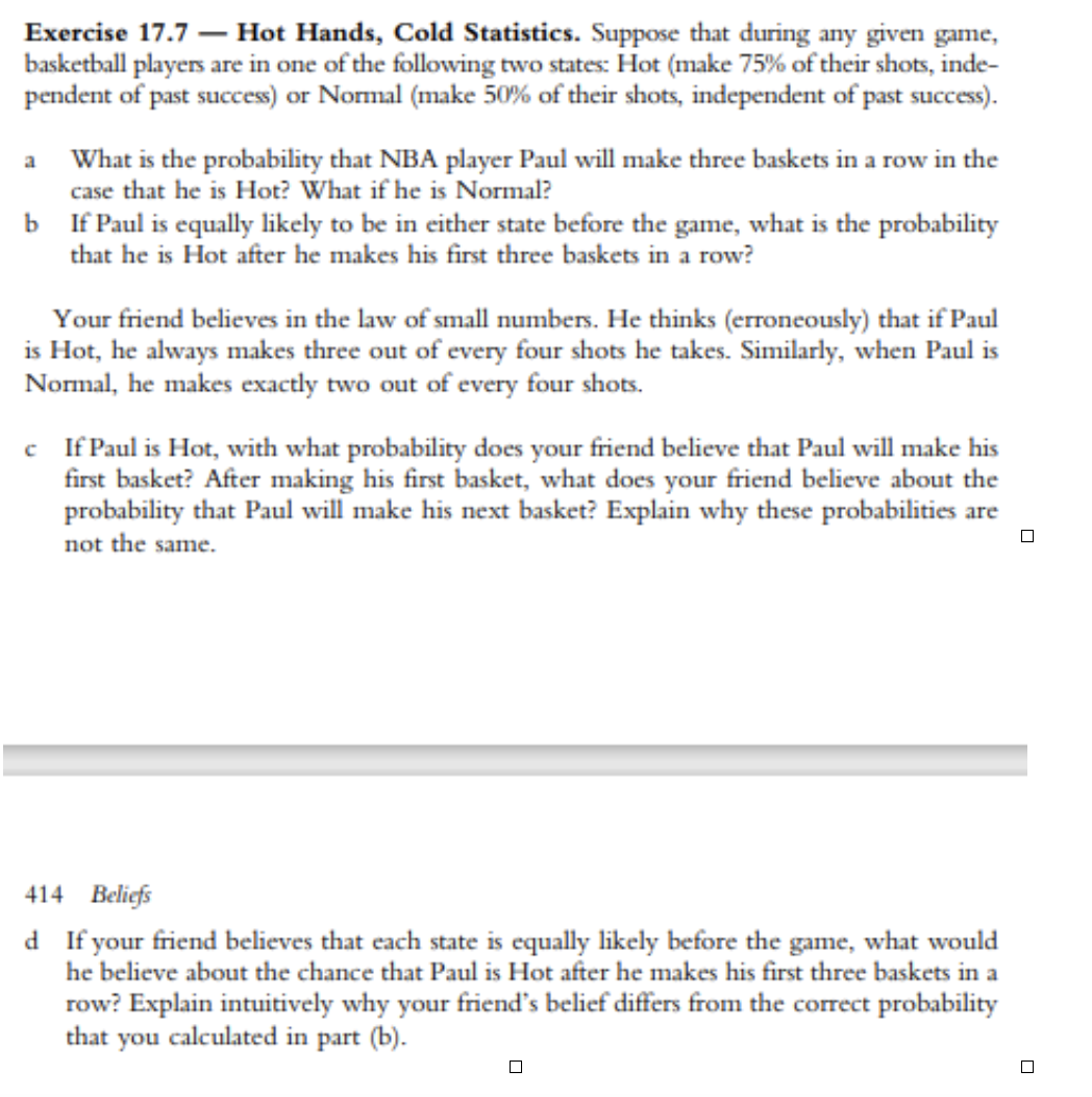 Solved Exercise 17.7 - ﻿Hot Hands, Cold Statistics. Suppose | Chegg.com