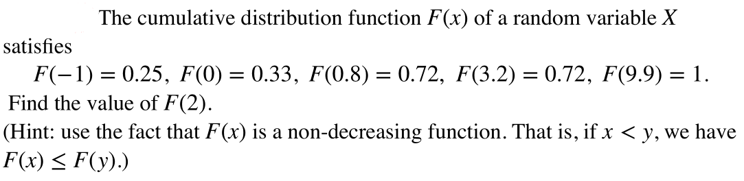 Solved = = The cumulative distribution function F(x) of a | Chegg.com