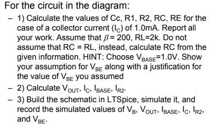 12V RC CC R1 RL Cc 2N2222 Vin R2 RE For The Circui... | Chegg.com