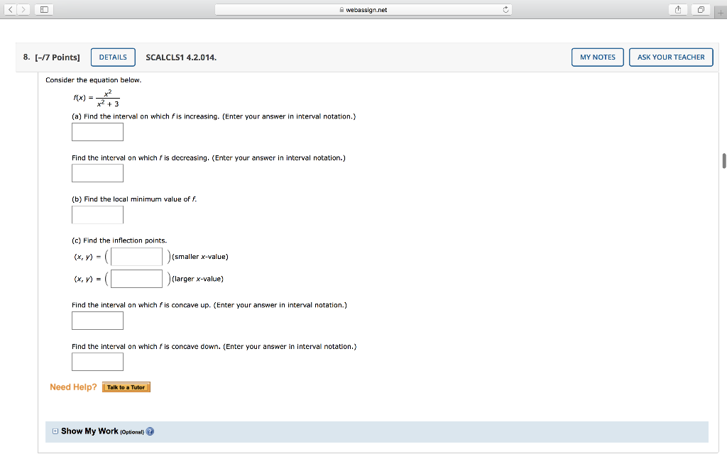 Solved webassign.net 7. (-/8 Points] DETAILS SCALCLS1 | Chegg.com