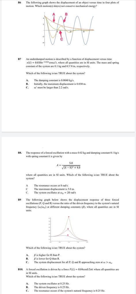 Solved B6 The following graph shows the displacement of an | Chegg.com