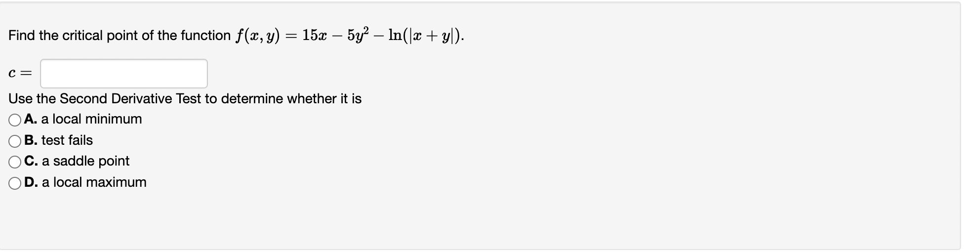 The function f(x,y)=xy(1−5x−2y) has 4 critical | Chegg.com