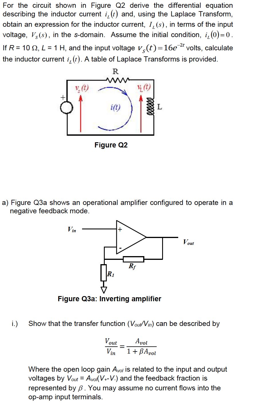 Solved For the circuit shown in Figure Q2 derive the | Chegg.com