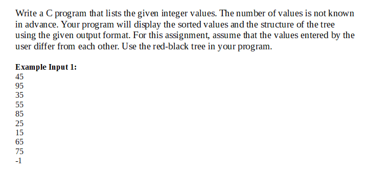 Solved Write a C program that lists the given integer | Chegg.com