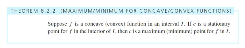 Solved THEOREM 8.2.2 (MAXIMUM/MINIMUM FOR CONCAVE/CONVEX | Chegg.com