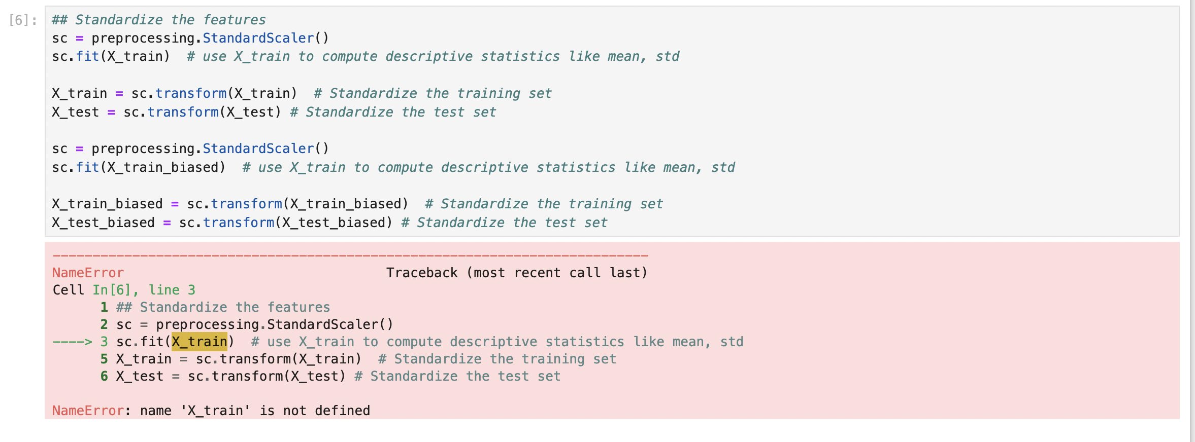 Solved \#\# Standardize the features sc = preprocessing. | Chegg.com