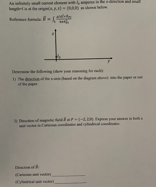 Solved = An infinitely small current element with I, amperes | Chegg.com