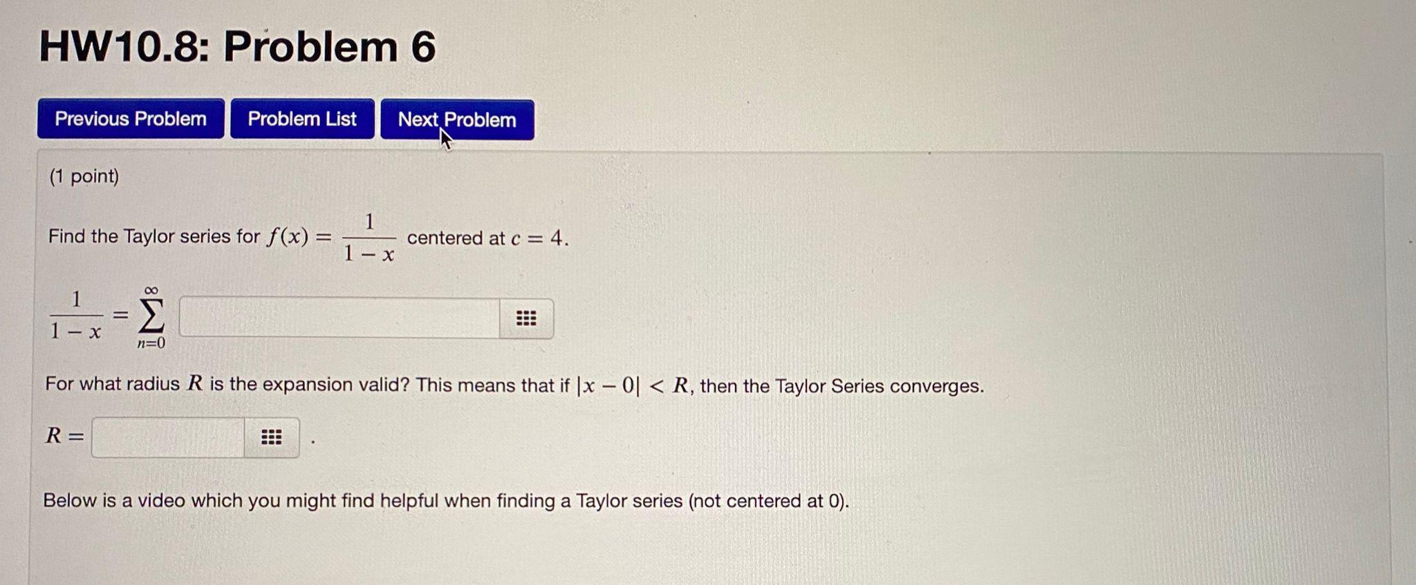 Solved HW10.8: Problem 6 Previous Problem Problem List Next | Chegg.com