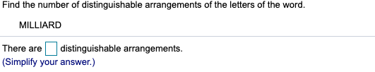 Solved Find the number of distinguishable arrangements of | Chegg.com