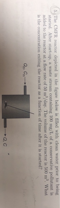 Solved 5. The CMFR reactor depicted in the figure below is | Chegg.com