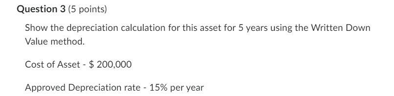 Solved Show the depreciation calculation for this asset for | Chegg.com