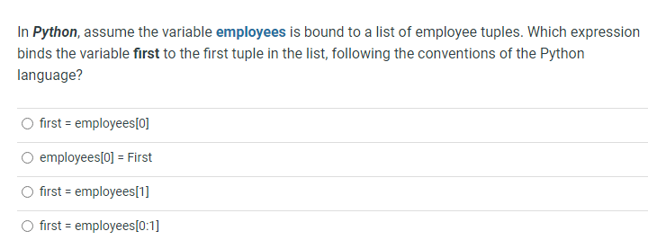 Solved In Python, assume the variable employees is bound to | Chegg.com