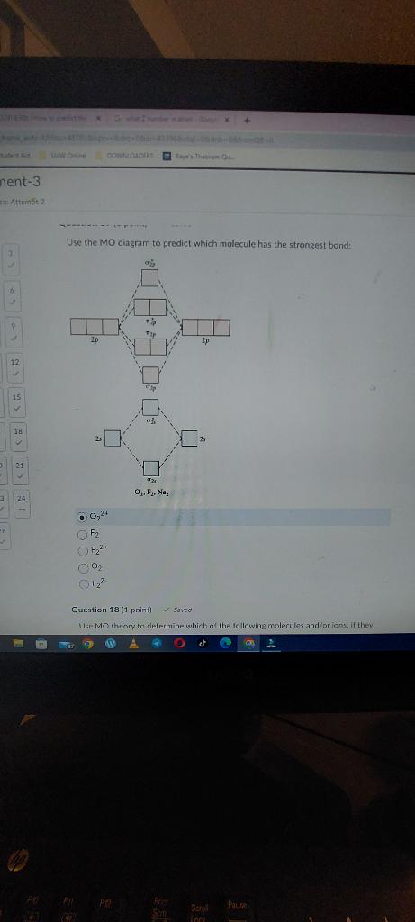 Solved Use the MO dagram to predict which molecule has the | Chegg.com
