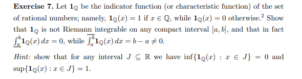 Solved Exercise 7. Let 1Q be the indicator function (or | Chegg.com