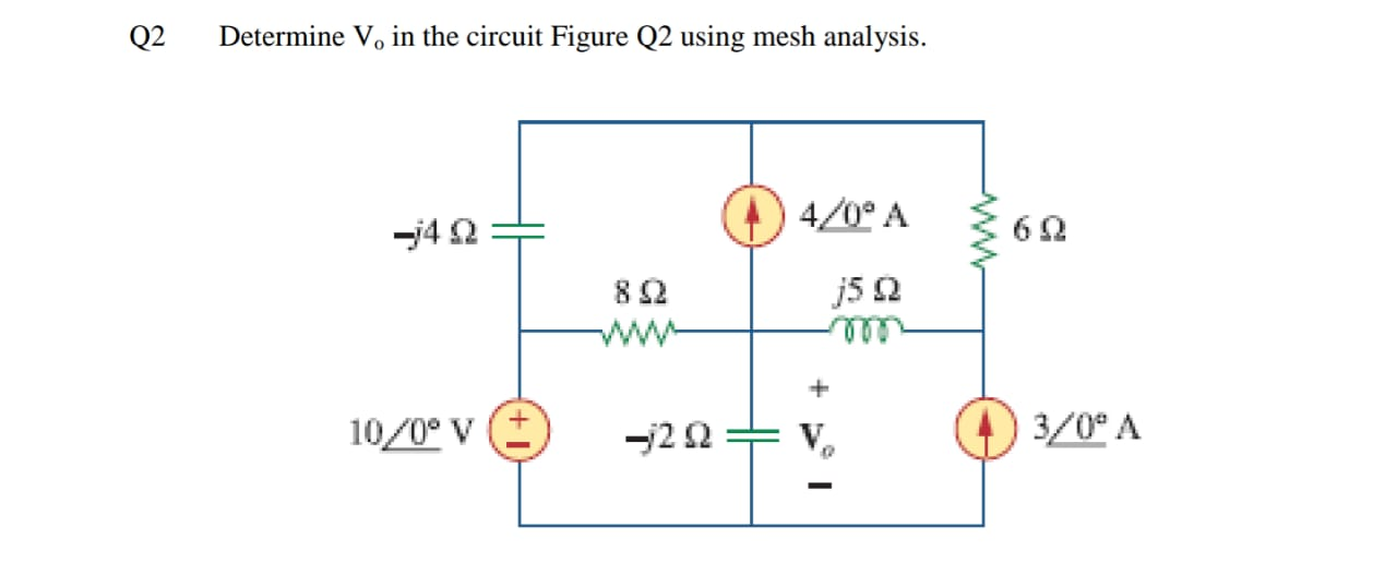 Solved Q2 Determine V, in the circuit Figure Q2 using mesh | Chegg.com