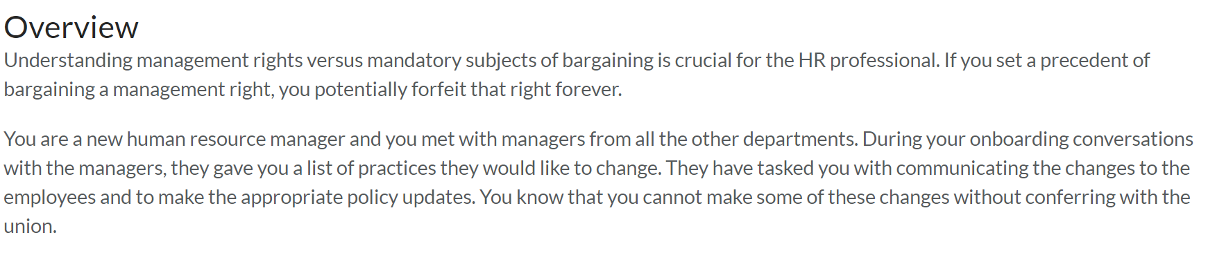 Solved Overview Understanding management rights versus | Chegg.com