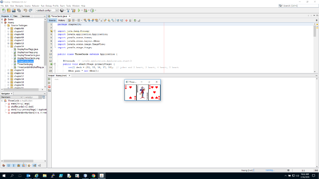 Write a program that displays three cards randomly | Chegg.com