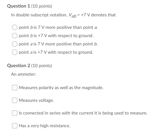 Solved Question 1 (10 points) In double-subscript notation, | Chegg.com
