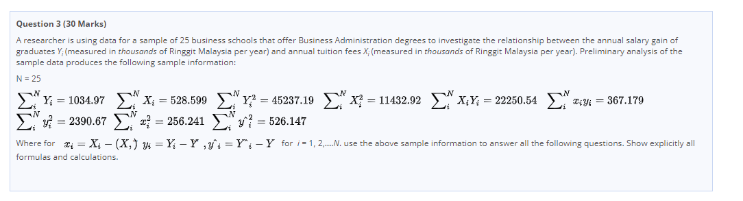 Solved 3a) Use the above information to compute Ordinary | Chegg.com