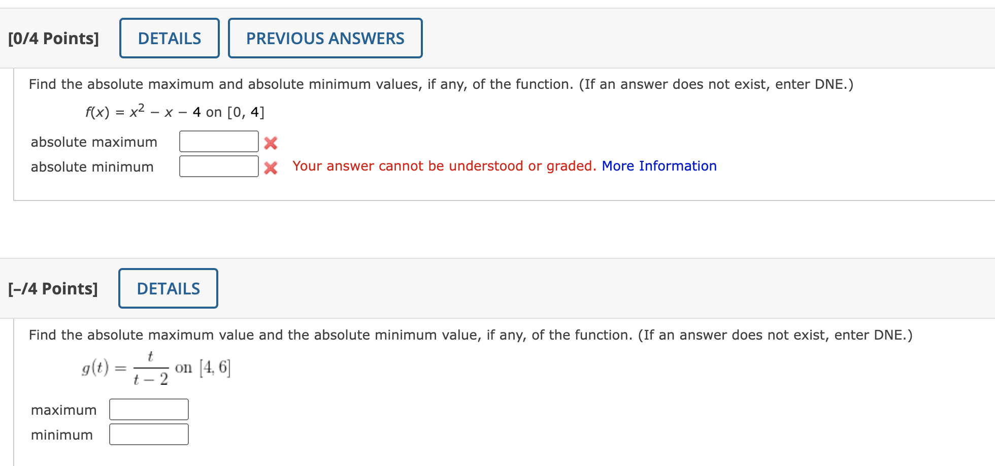 Solved Find The Absolute Maximum And Absolute Minimum Chegg