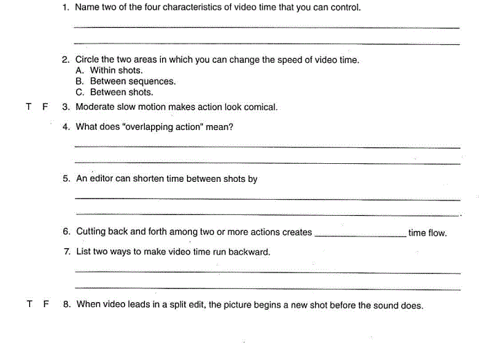 Solved 1. Name two of the four characteristics of video time | Chegg.com