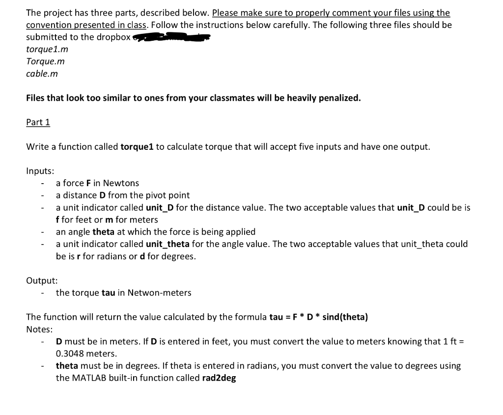 Part 2 Write a script file called Torque to use the | Chegg.com