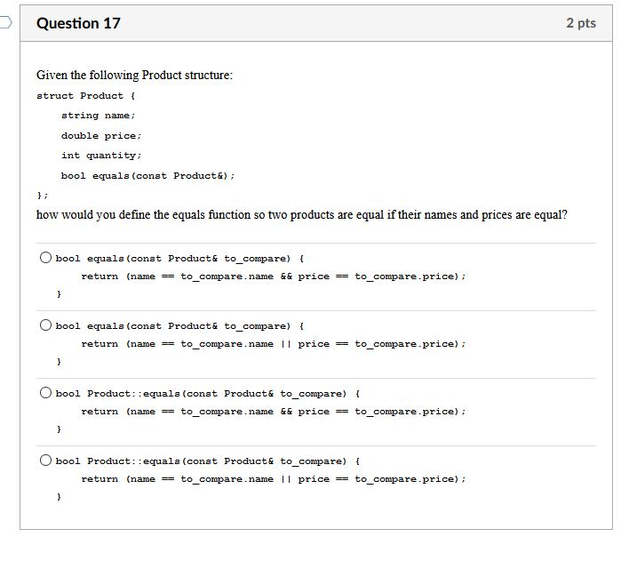 Solved Question 16 2 pts Code Example 9-1 struct Product { | Chegg.com