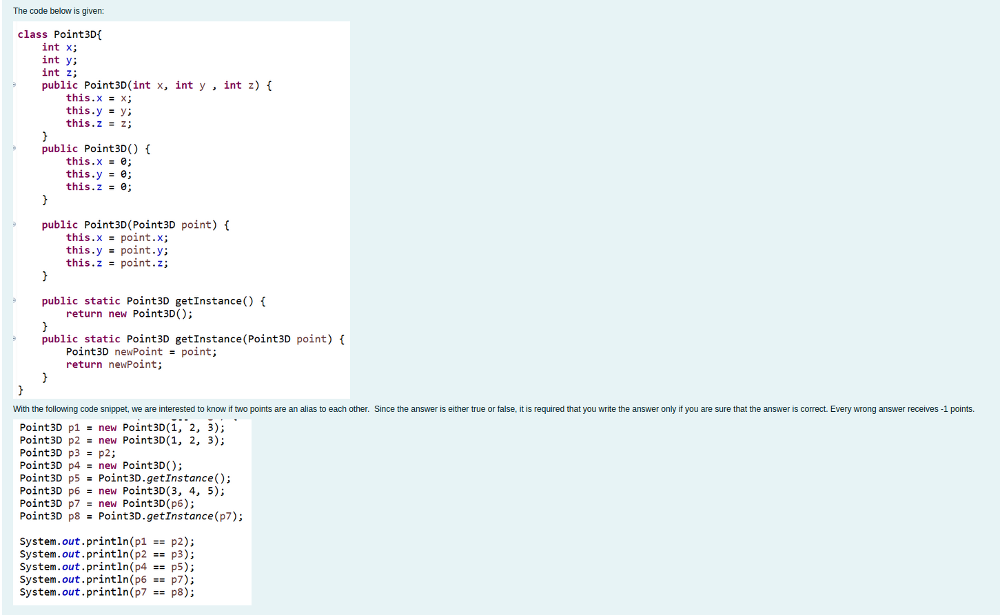 Solved The code below is given: class Point3D{ int x; int y; | Chegg.com