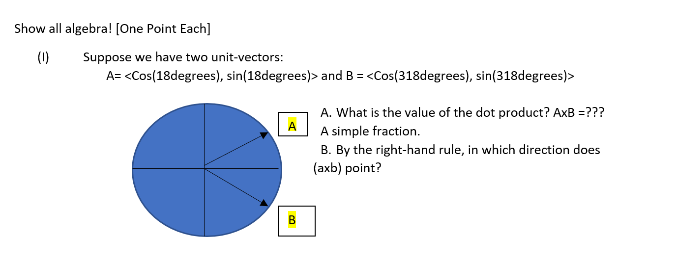 Solved I Suppose We Have Two Unit Vectors A And B A