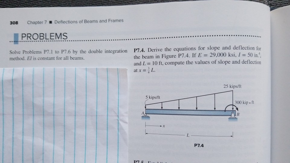 Solved 308 Chapter 7 Deflections of Beams and Frames | Chegg.com