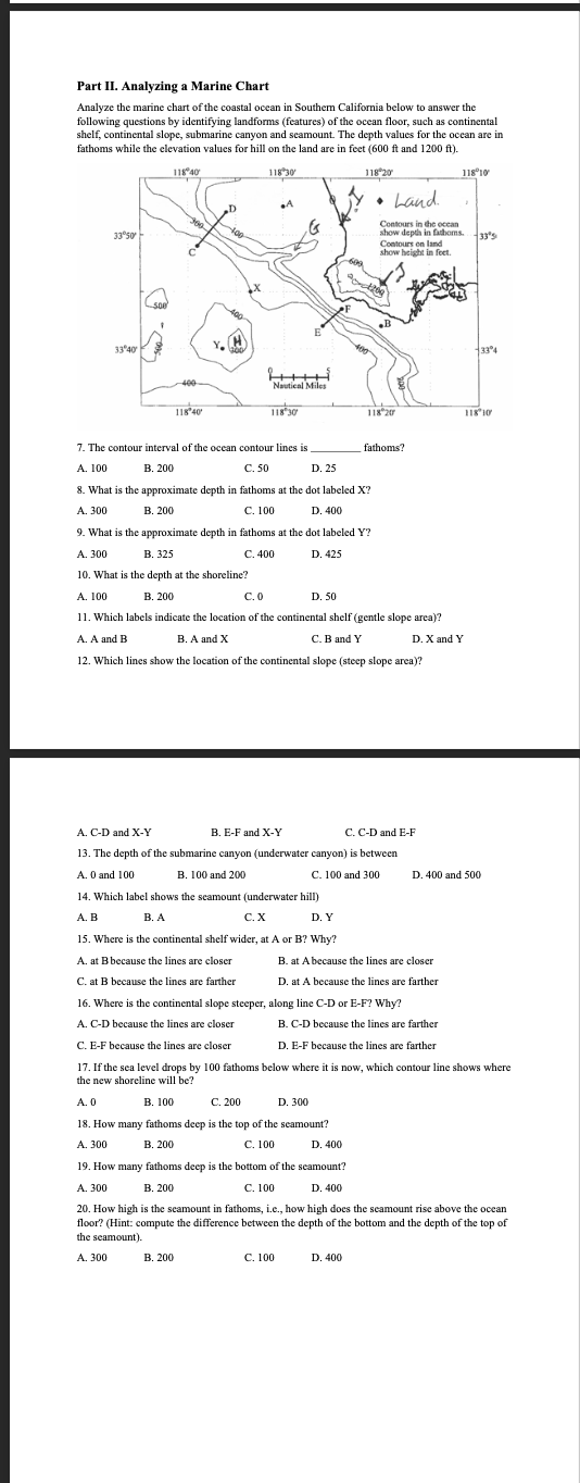 Solved Part II. ﻿Analyzing a Marine ChartAnalyze the marine | Chegg.com