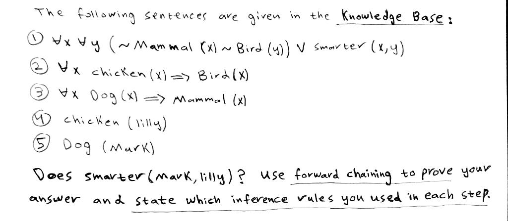 Solved The following sentences are given in the Knowledge | Chegg.com