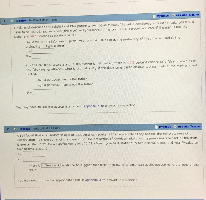 Solved My Notes Ask Your Teacher 6 0 3 Points Peckdevstat7
