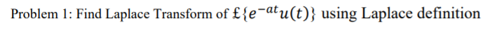 Solved Problem 1: Find Laplace Transform of £{e-atu(t)} | Chegg.com