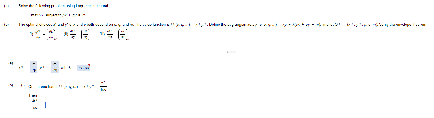 Solved (a) Solve the following problem using Lagrange's | Chegg.com