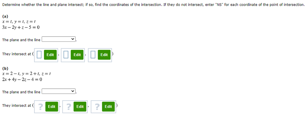 Solved Determine whether the line and plane intersect; if | Chegg.com