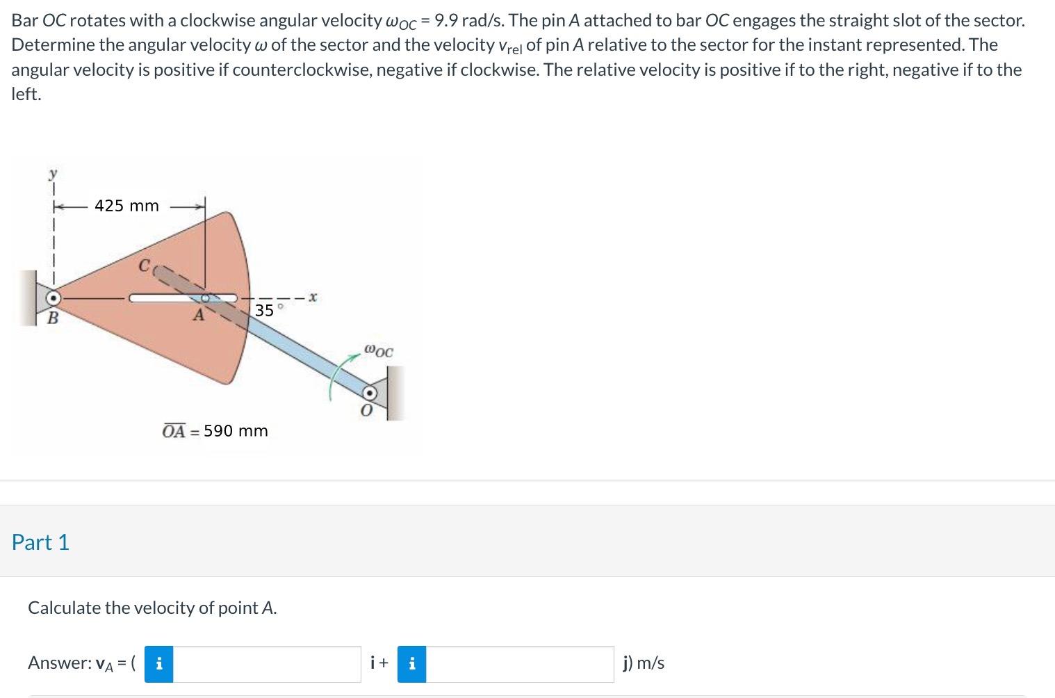 Solved Bar OC rotates with a clockwise angular velocity | Chegg.com