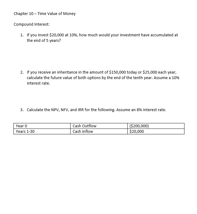 Solved Time Value of Money - ﻿Please show steps on how to do | Chegg.com