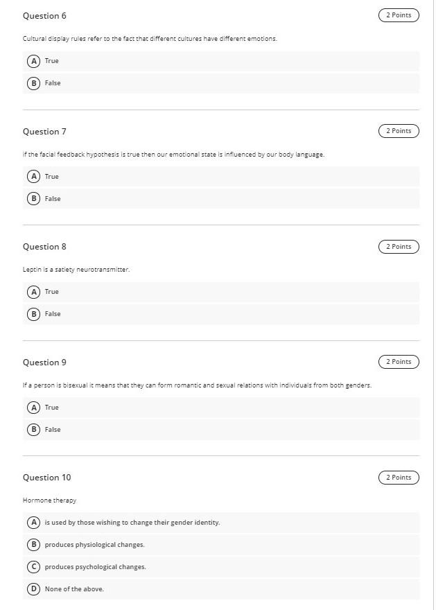 Solved Question 6 2 Points Cultural display rules refer to | Chegg.com